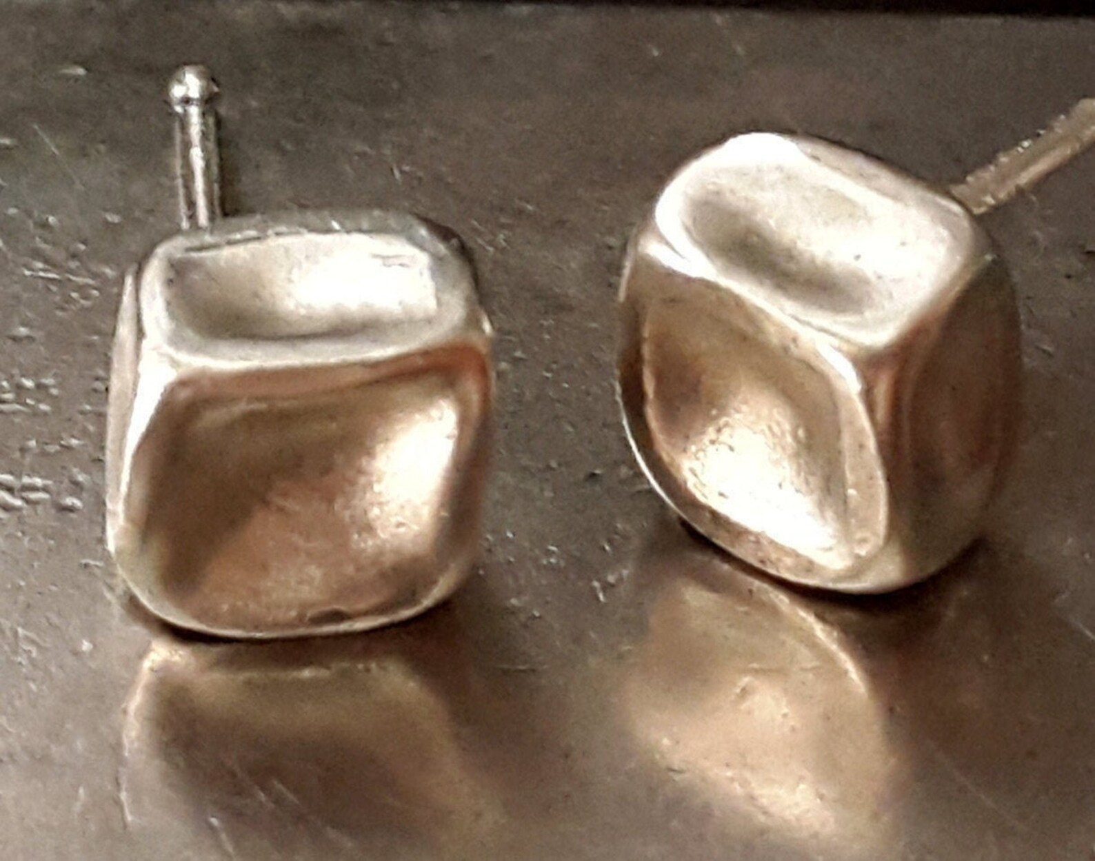 Cube Stud Earrings Square Studs Caramel Candy Studs | Etsy