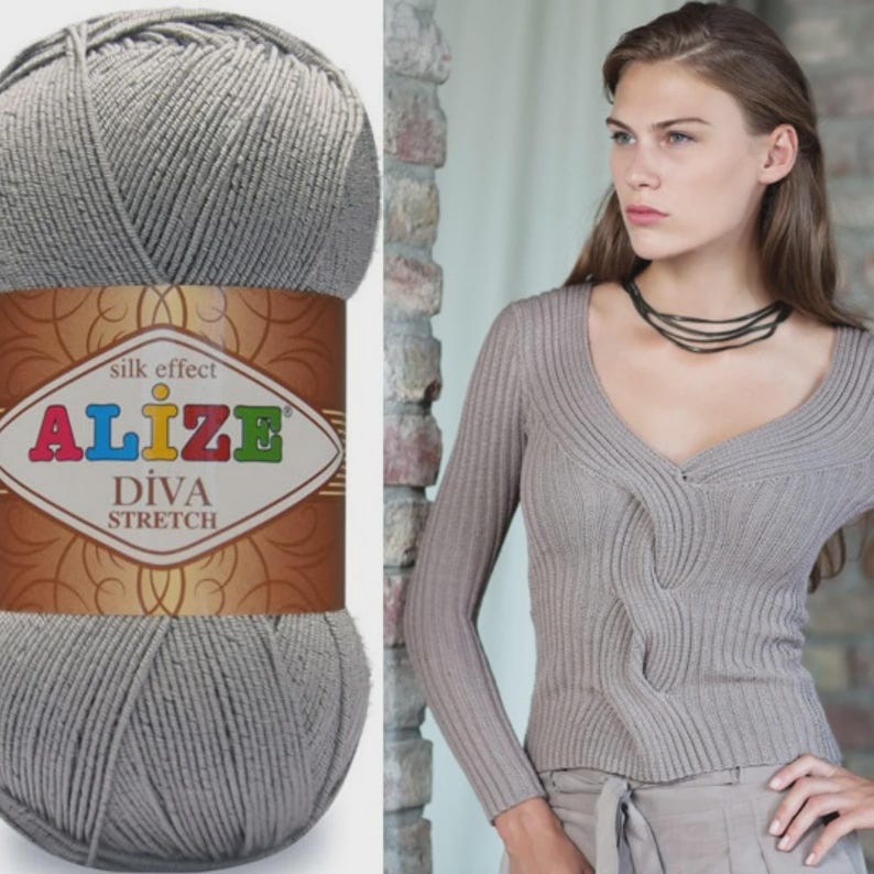 Alize Diva Stretch Yarn, Microfiber Acrylic, Silky Effect (2 Pieces) - Etsy