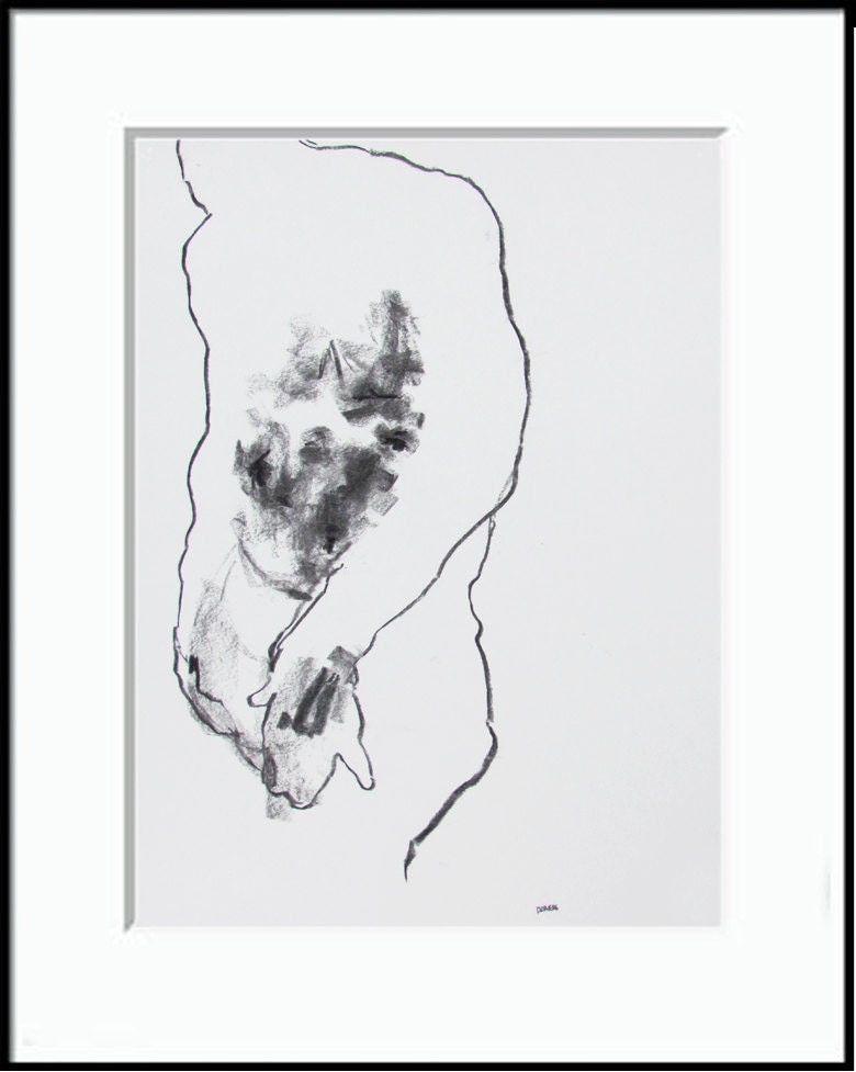 Abstract Male Figure Line Drawing, Black and White Art, Gallery Wall ...