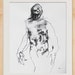 Original Drawing, Abstract Male Figure Line Drawing, 18x24", Black and ...