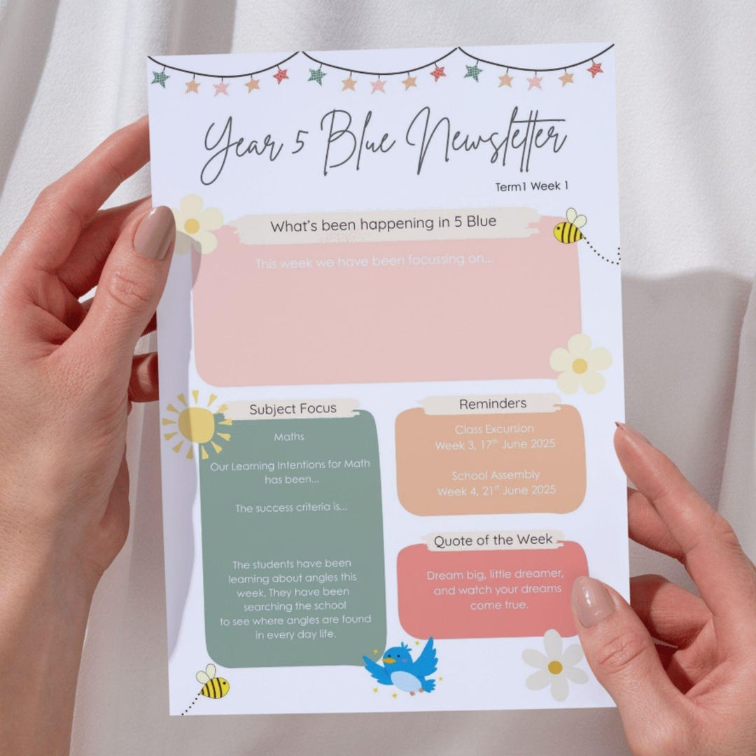Classroom Teacher Newsletter Template – Editable Canva – Weekly or ...