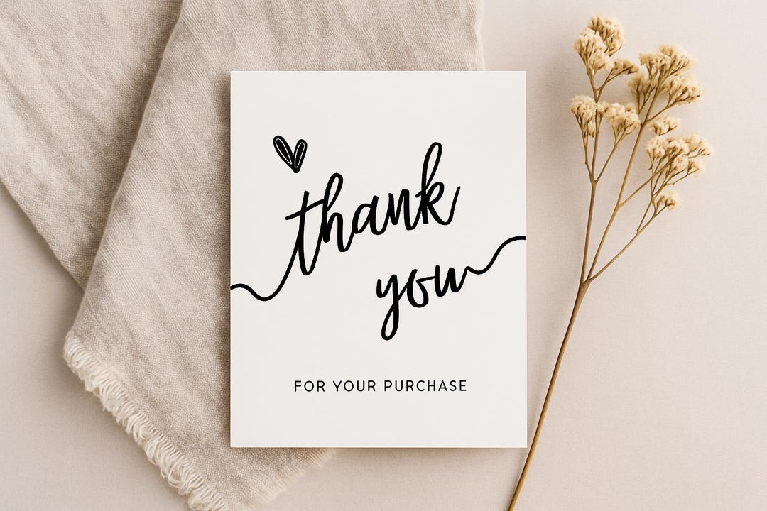 Minimalist Thank You Card Template: Small Business Insert (5x7 Digital ...