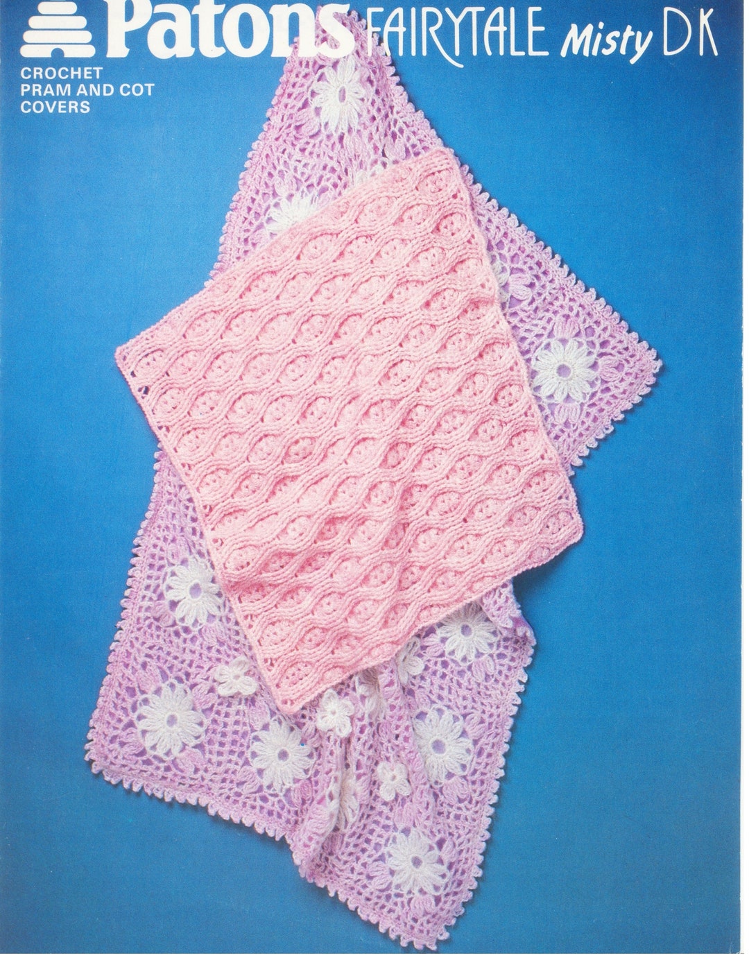 Crocheted Baby Blanket Pattern - Crochet Pram and Cot Covers - Vintage ...