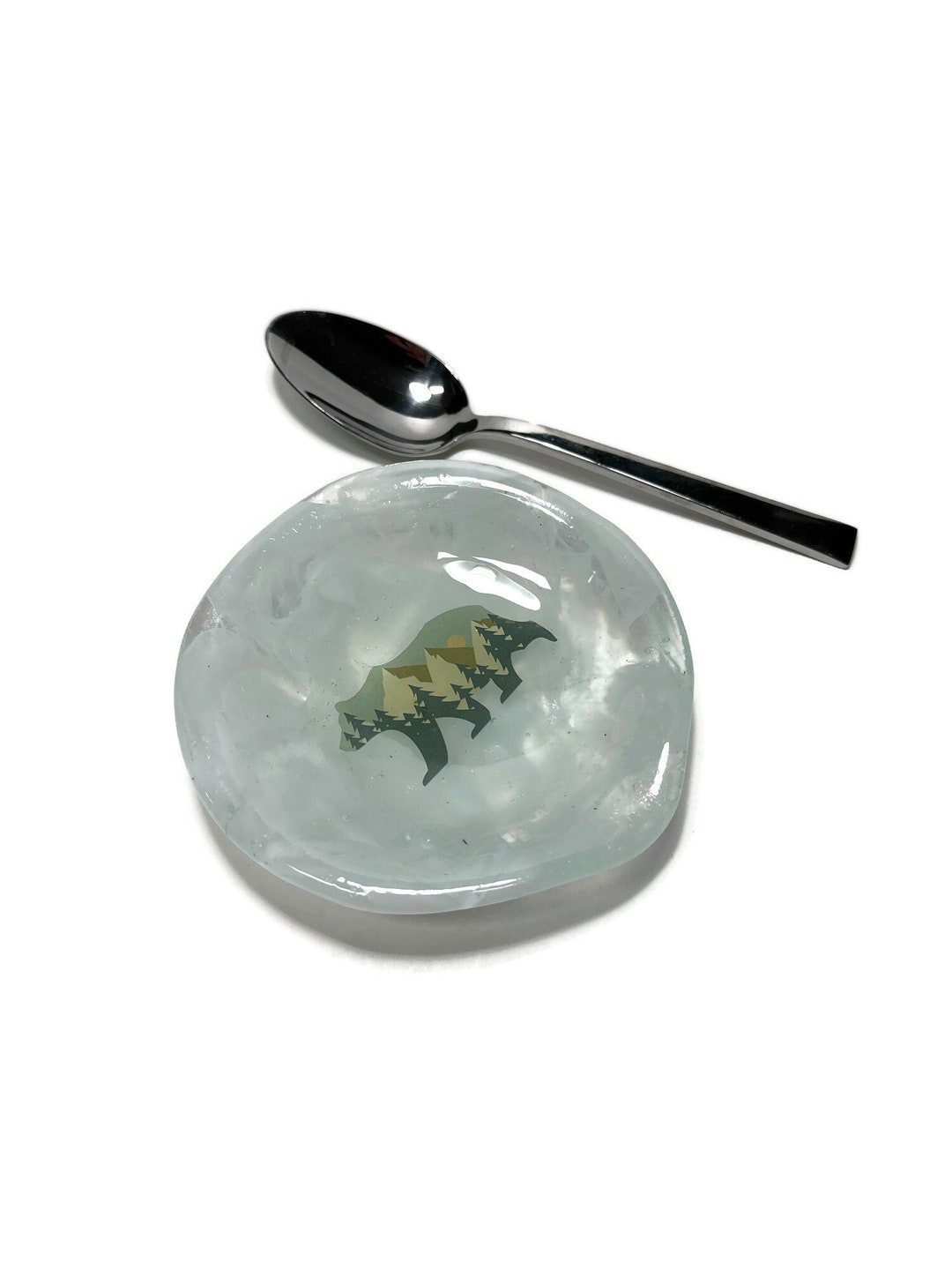 Handmade Bear Spoon Rest Dish, Unique Kitchen Gift for Dad, Fused Glass ...