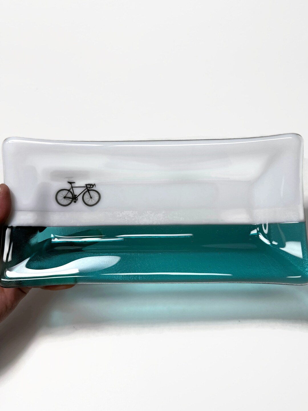 Handmade Road Bike Glass Plate, Green Serving Dish, Unique Gifts for ...