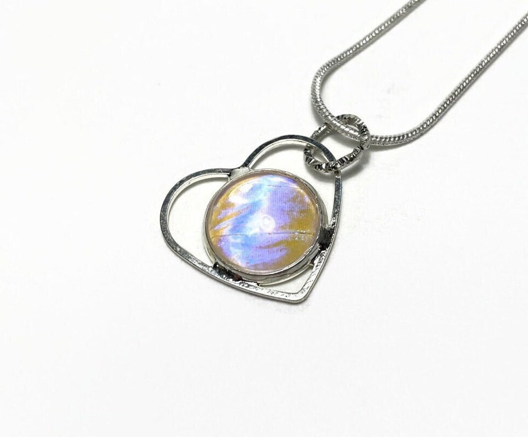 Handmade Blue Morpho Heart Pendant, Nature Inspired Butterfly Charm ...