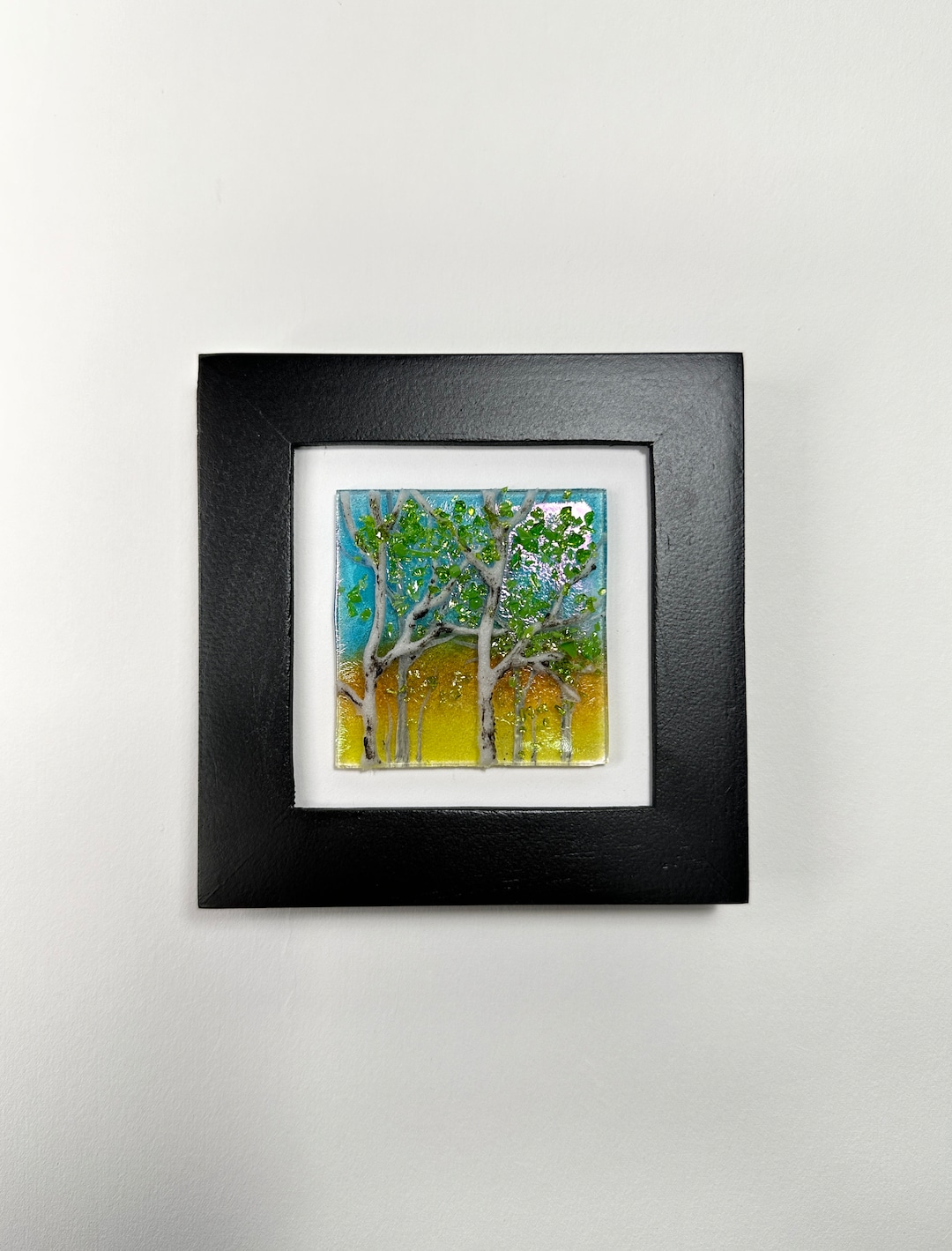 Summer Forest 3D Birch Tree Art, Handcrafted Fused Glass Panel ...