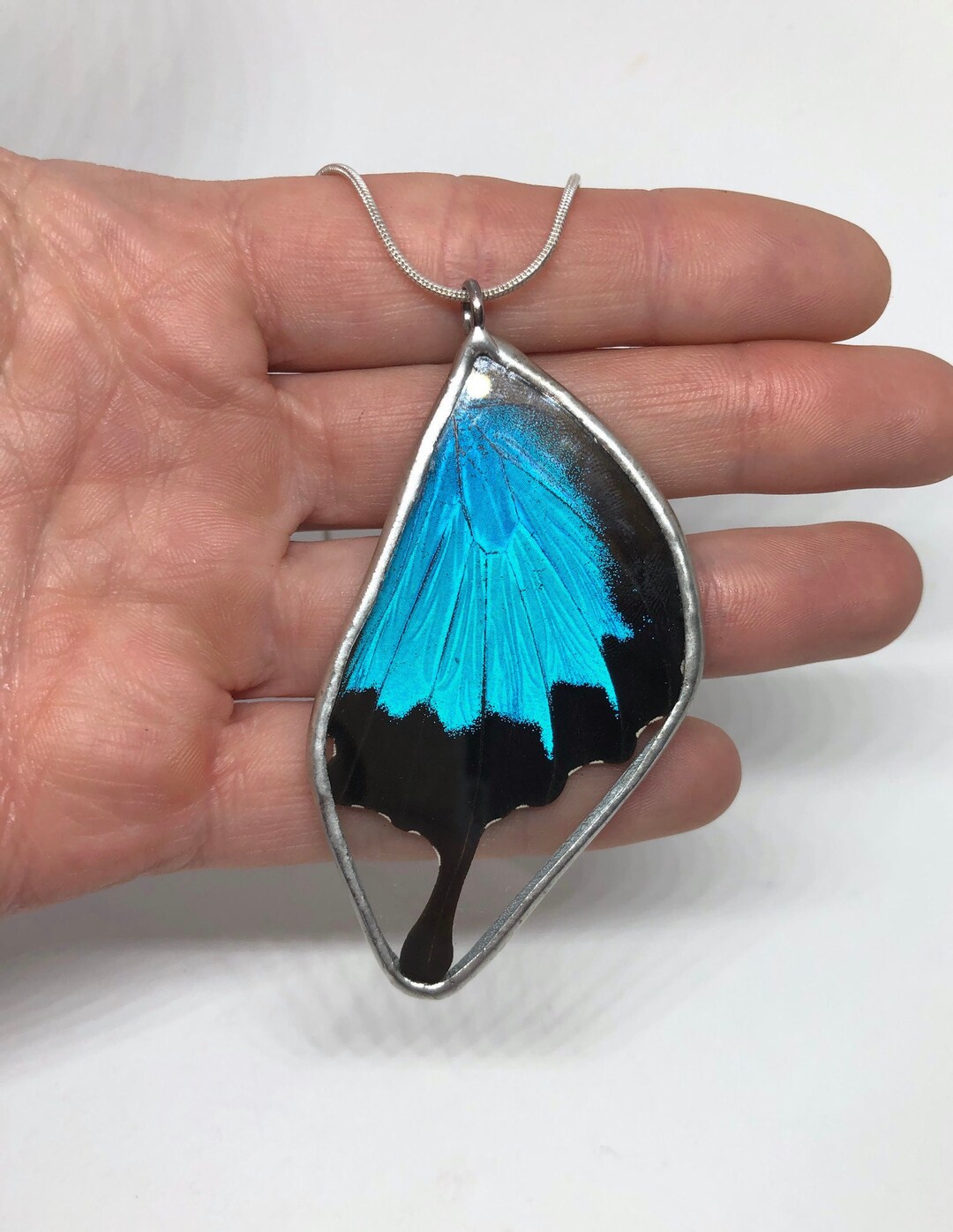 Handcrafted Butterfly Wing Pendant, Nature Inspired Jewelry, Stained ...