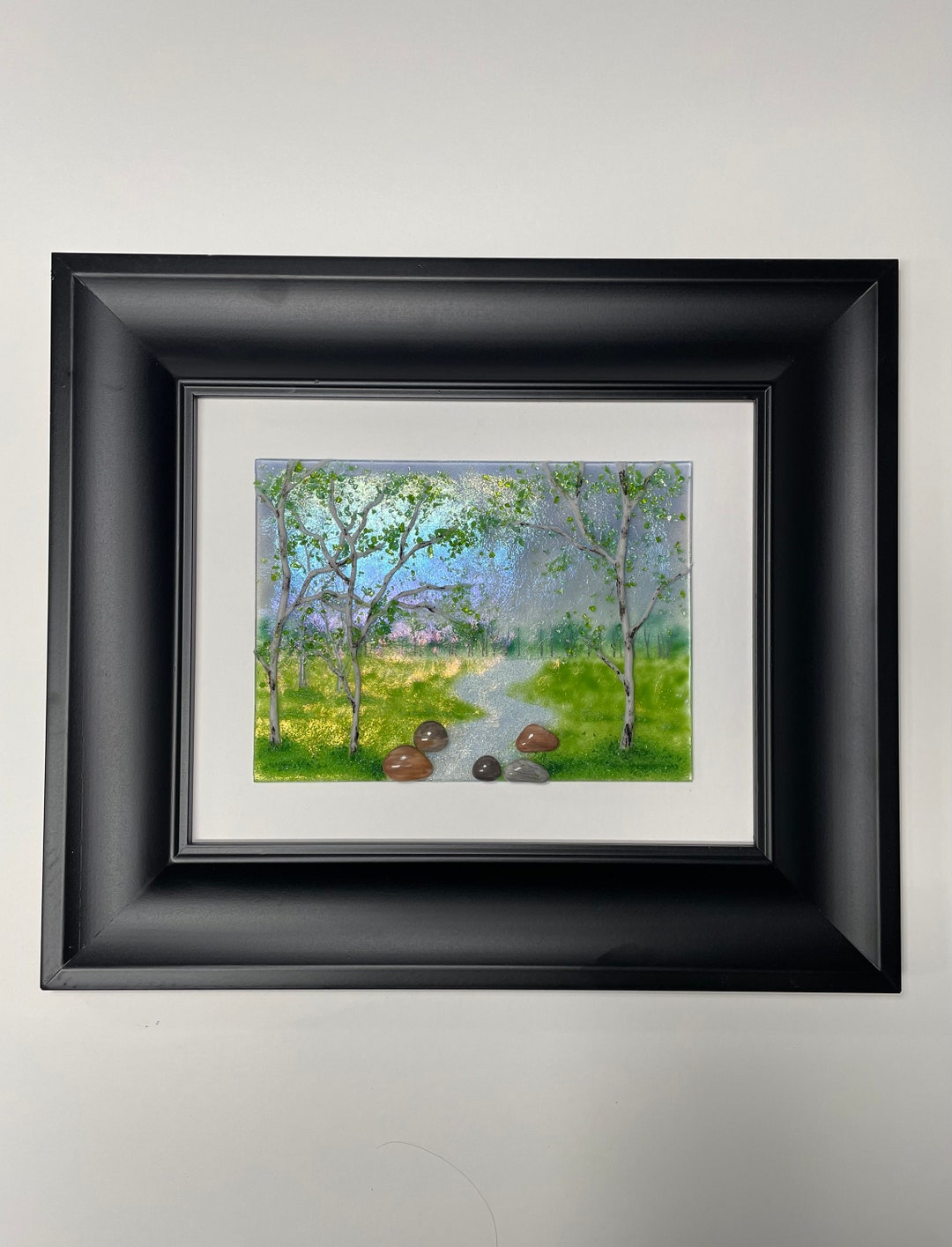 Birch Tree Fused Glass Art Summer Scenery Panel Three Dimensional Wall ...