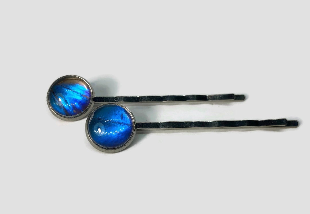 Blue Morpho Bobby Pin Hair Barrettes, Real Butterfly Wing Jewelry ...