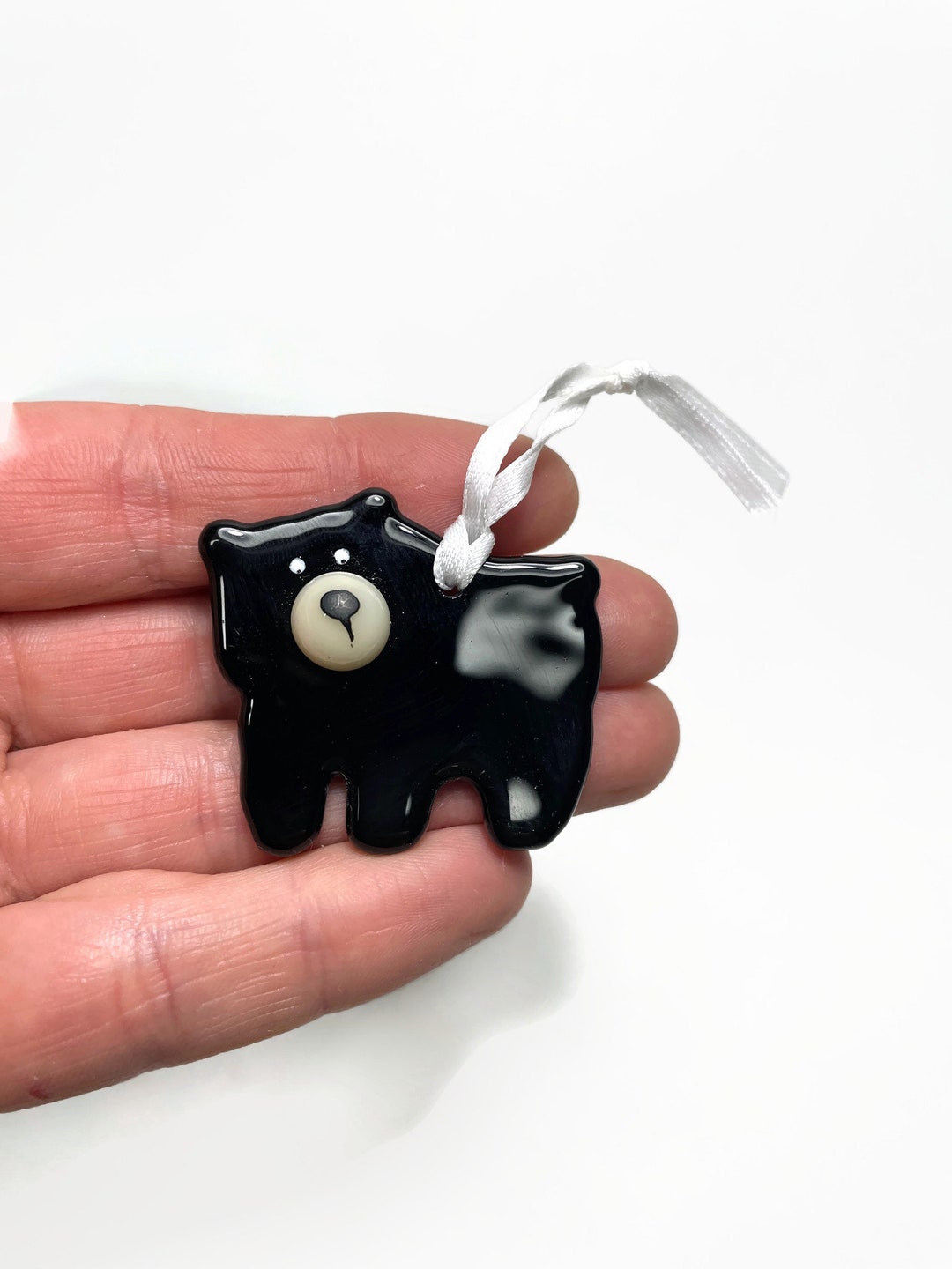 Black Bear Fused Glass Ornament, Unique Gifts for Her, Tree Ornament ...