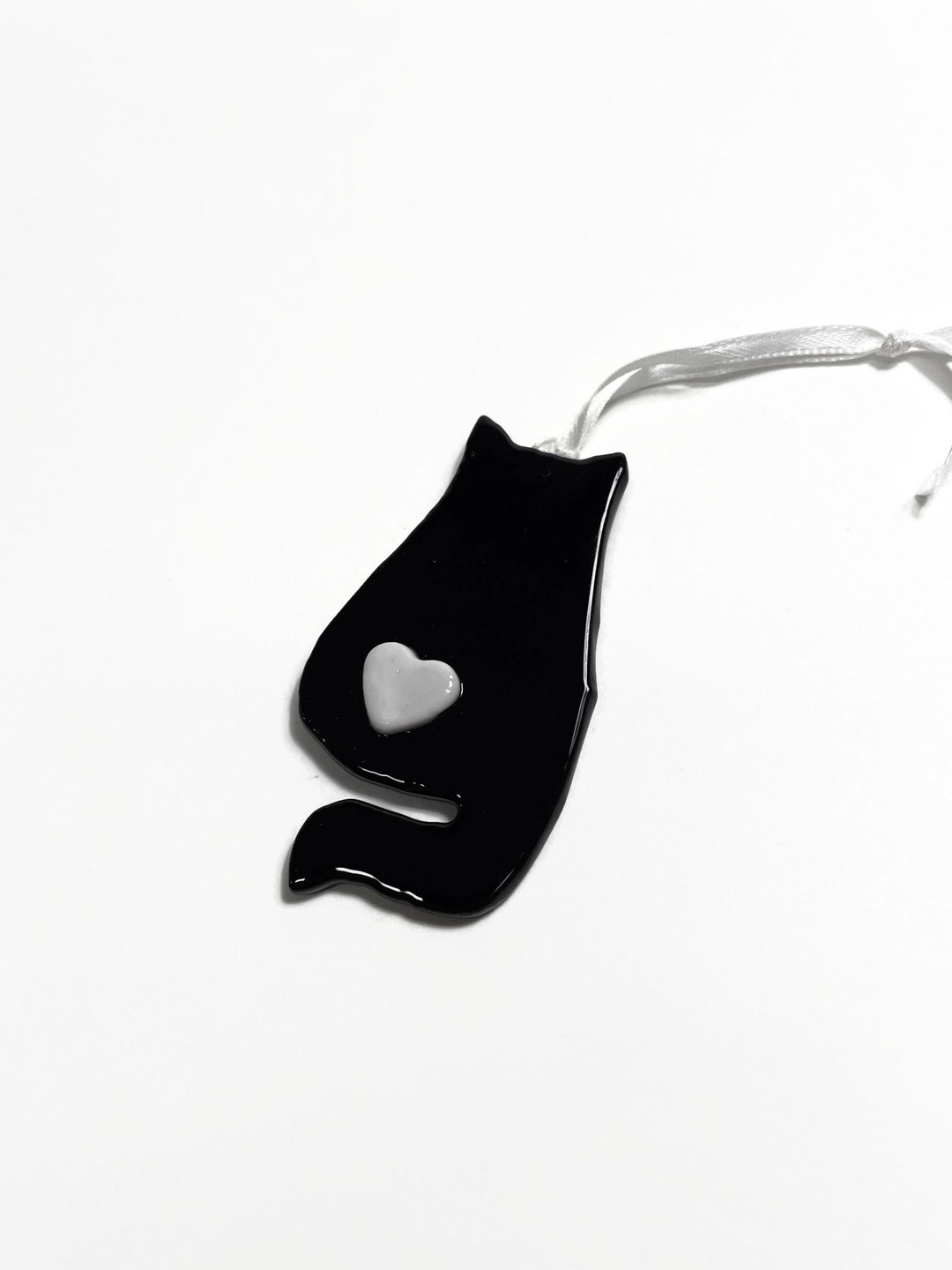 Handmade Black Cat Glass Ornament, Christmas Tree Decoration, Cat Home ...