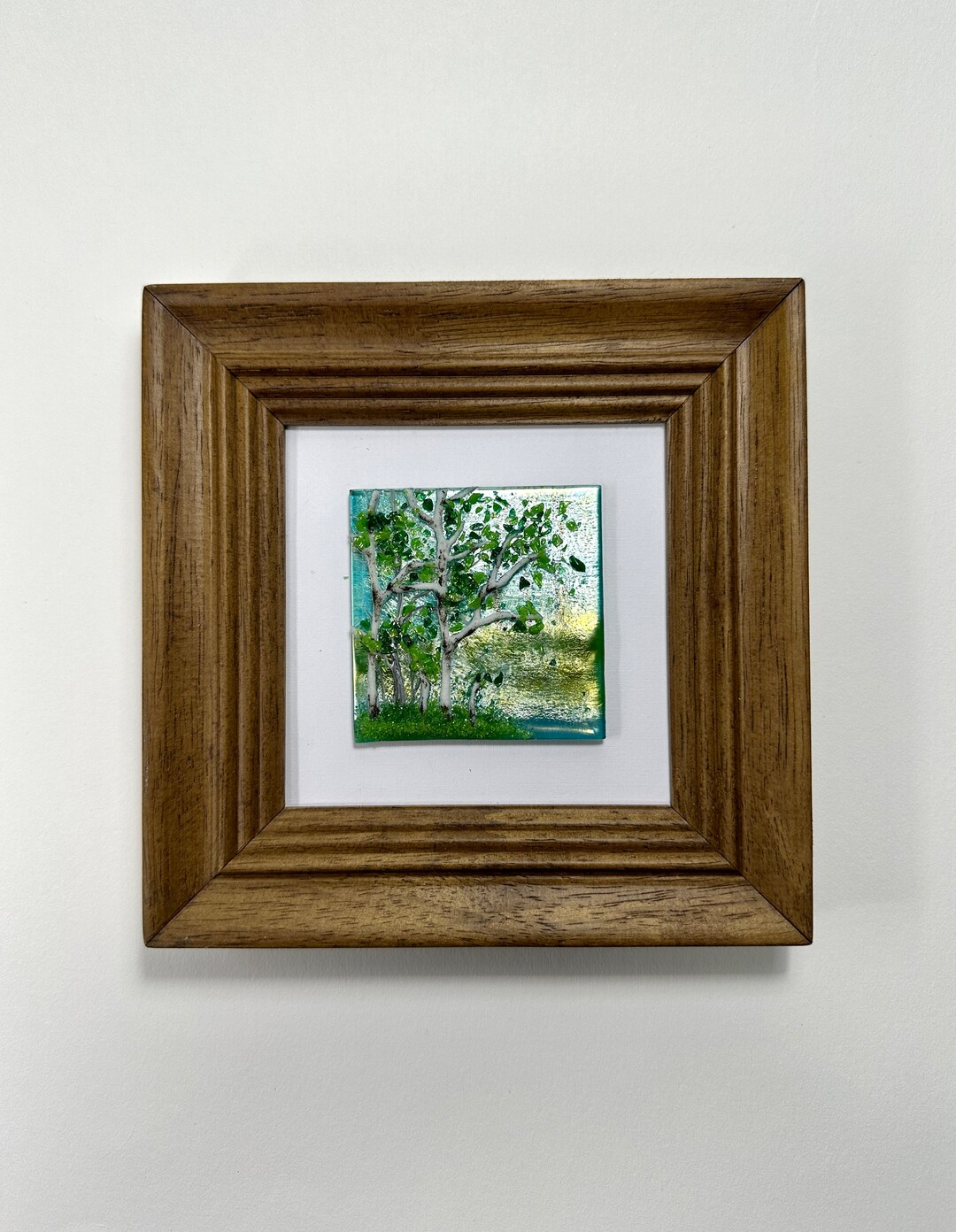 Handcrafted Forest 3D Birch Tree Art, Summer Fused Glass Panel ...