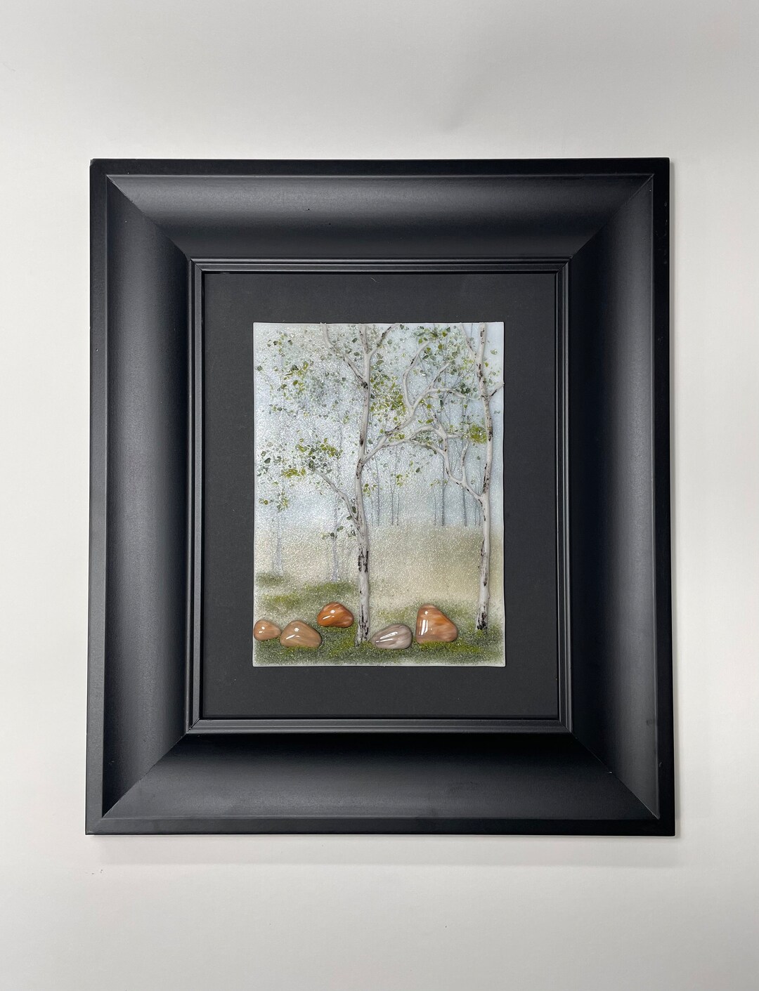 Birch Tree Landscape Art, Fused Glass Panel, One-of-a-kind, Tree Wall ...