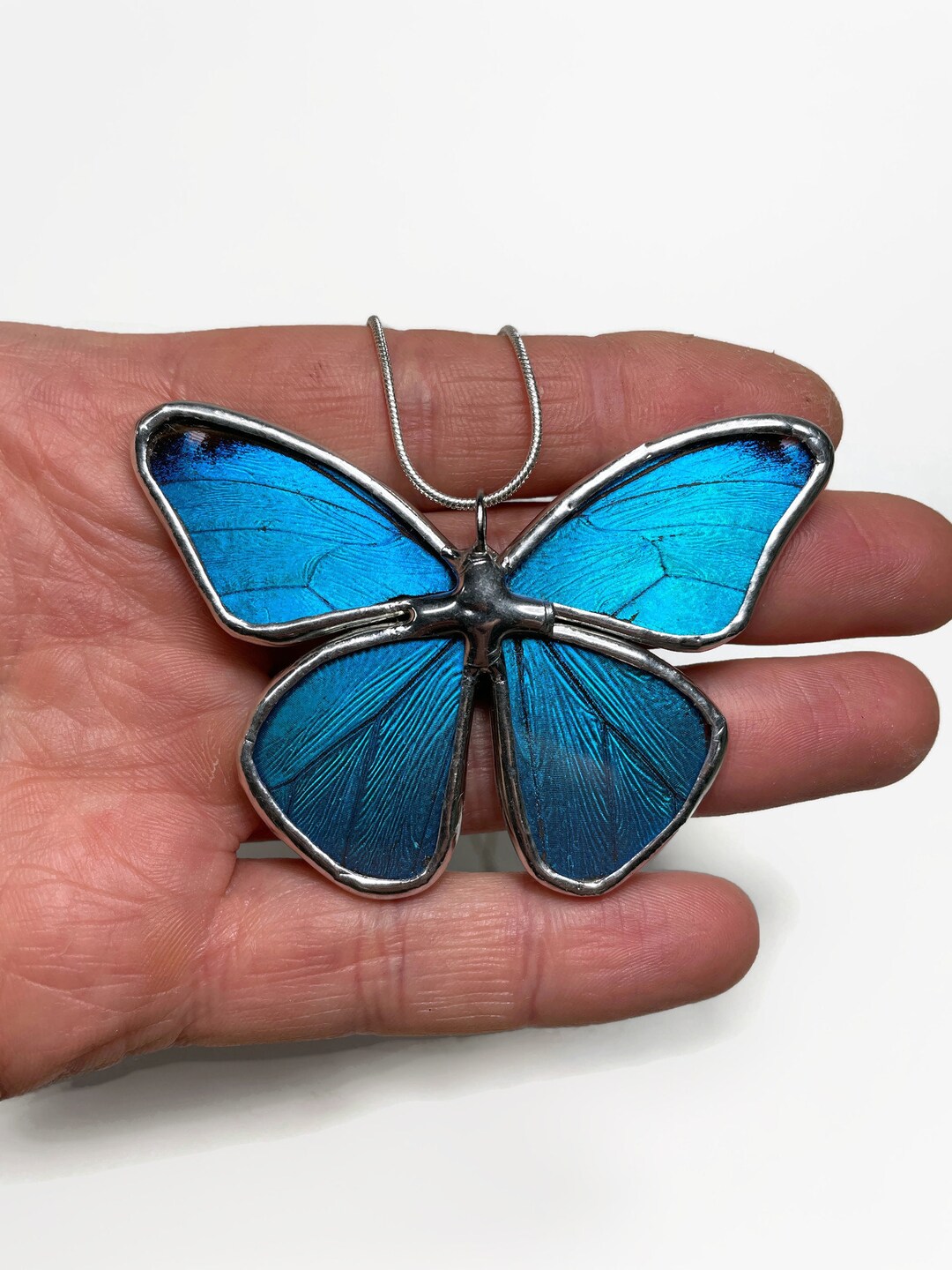 Blue Butterfly Pendant Real Butterfly Jewelry Wing, Recycled Glass ...