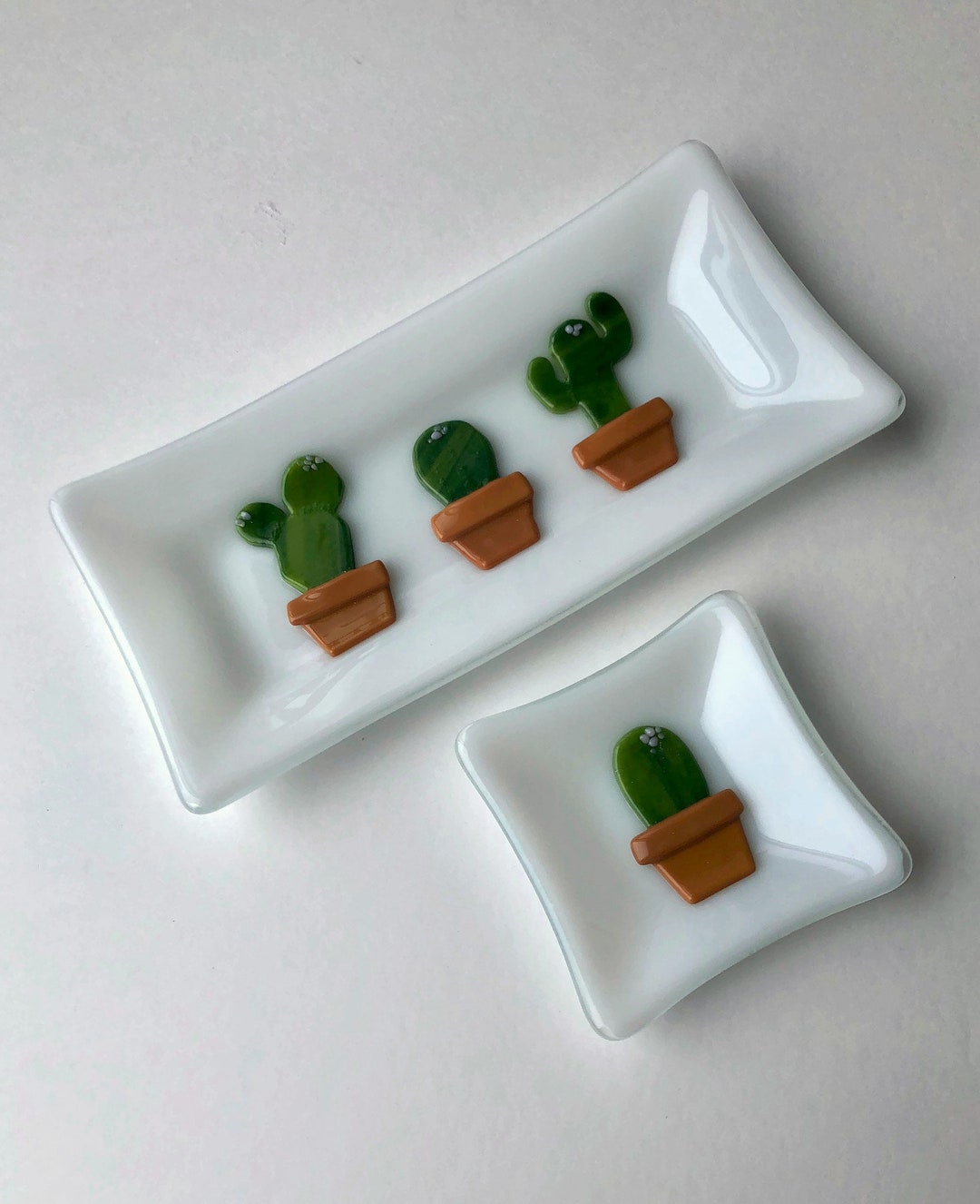 Cactus Plate Fused Glass Dish, Succulent Serving Dish, Plant Home Decor ...