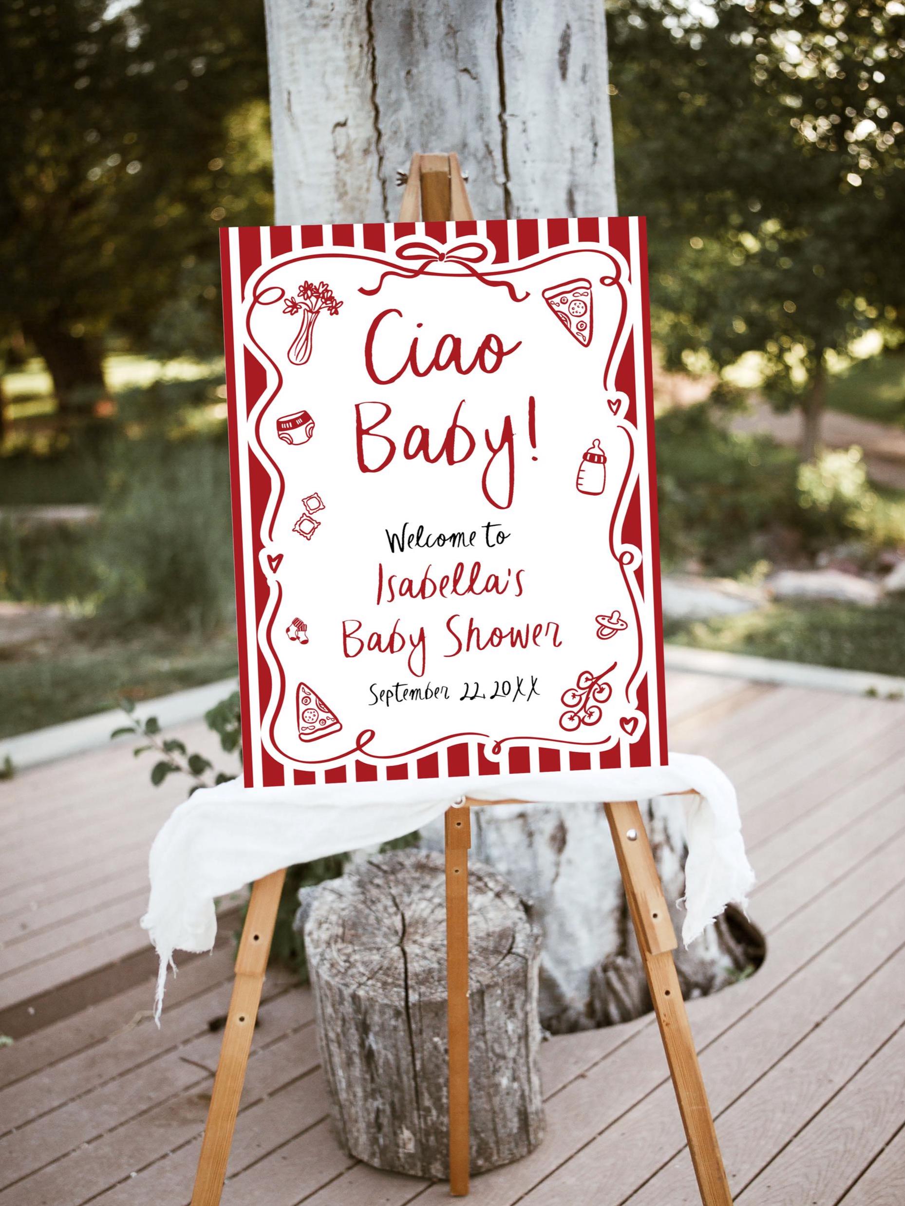 Italian Ciao Baby Baby Shower Welcome Sign, Gender Neutral Whimsical ...