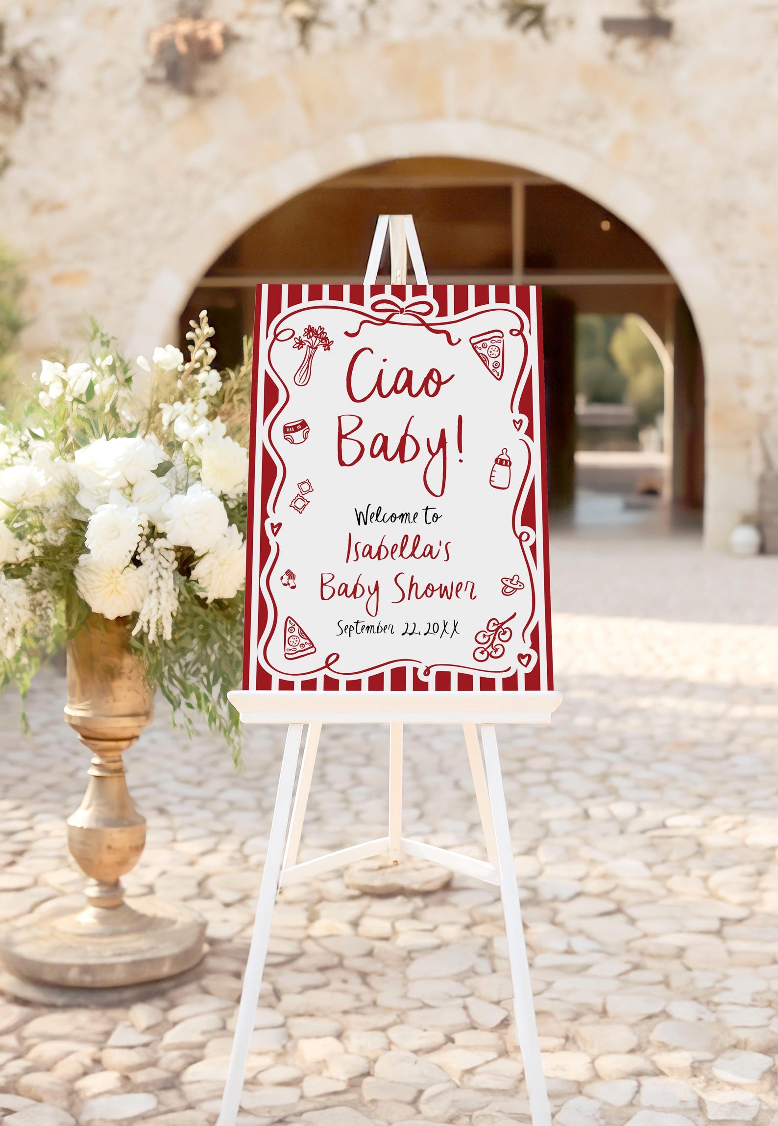 Italian Ciao Baby Baby Shower Welcome Sign, Gender Neutral Whimsical ...