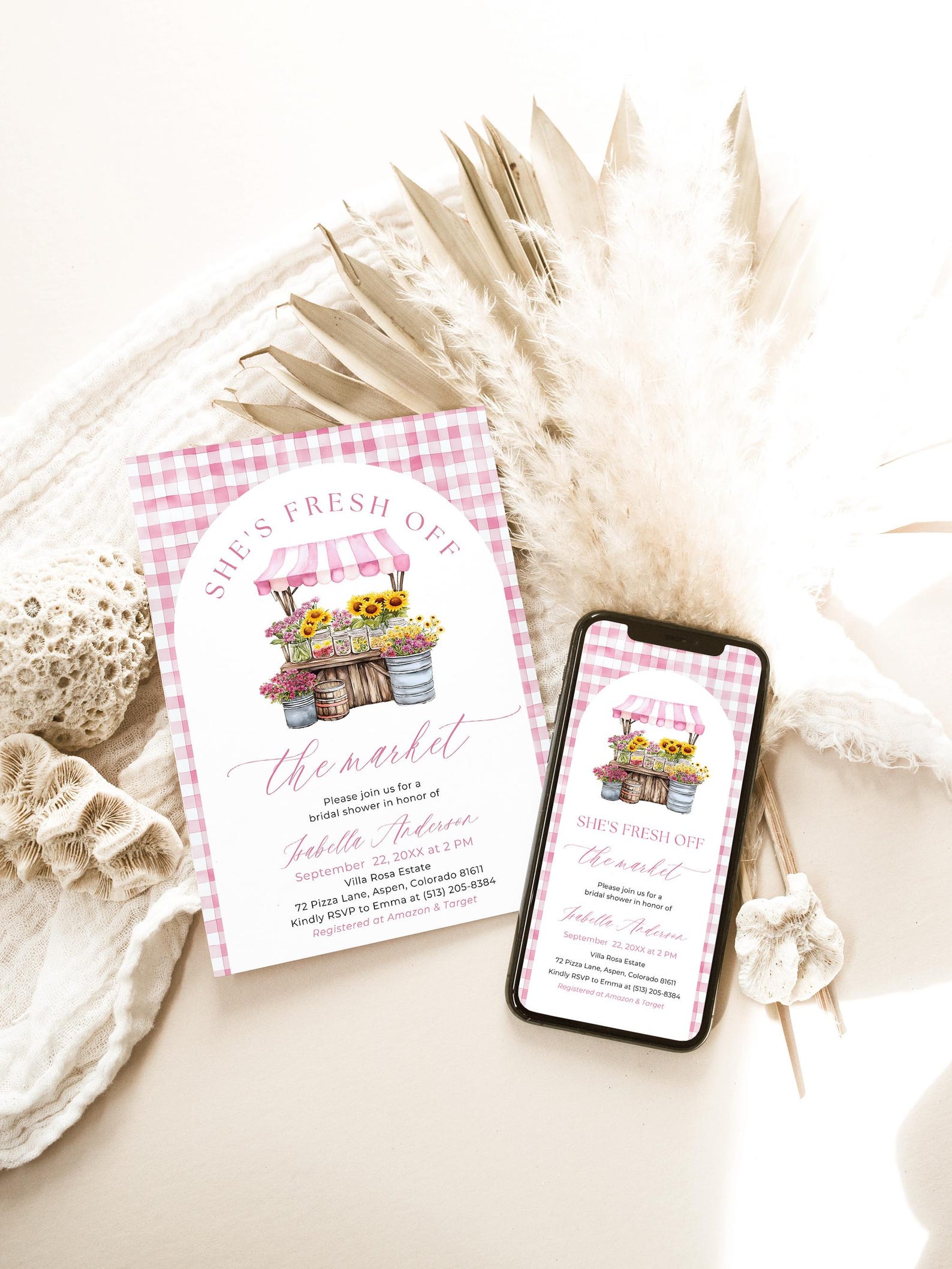 Fresh off the Market Bridal Shower Invitation Template, Editable Rustic ...
