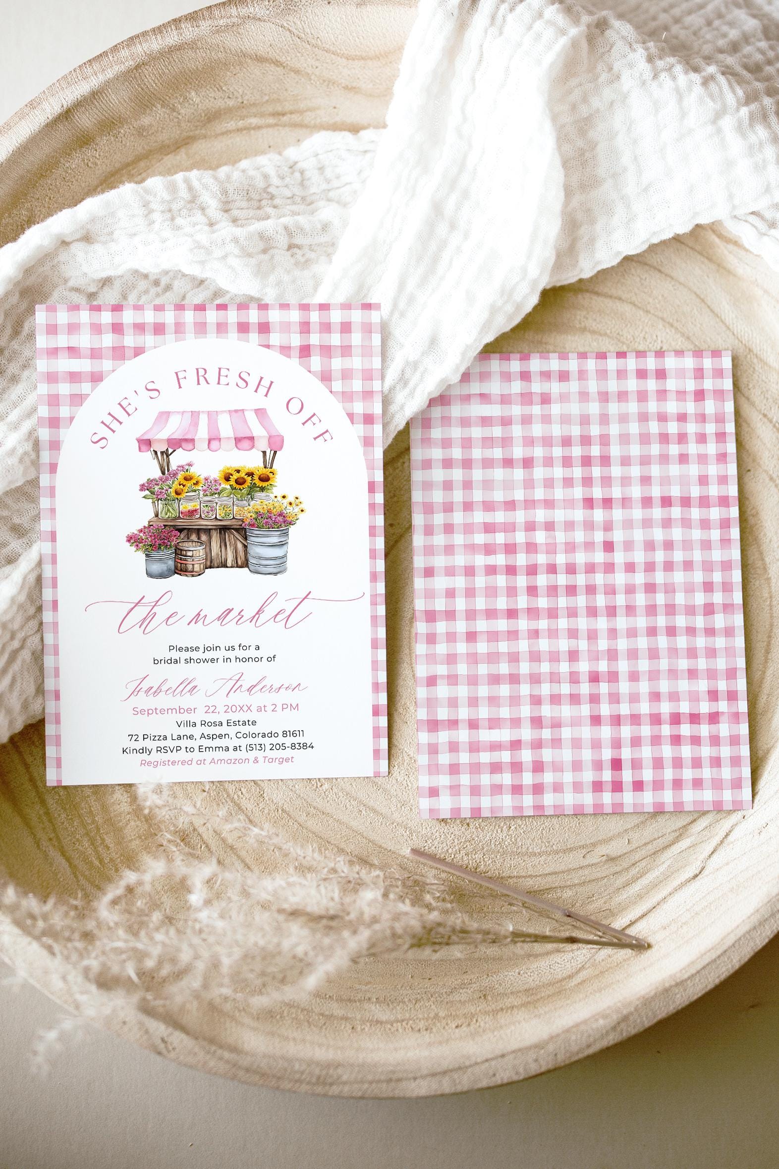 Fresh off the Market Bridal Shower Invitation Template, Editable Rustic ...