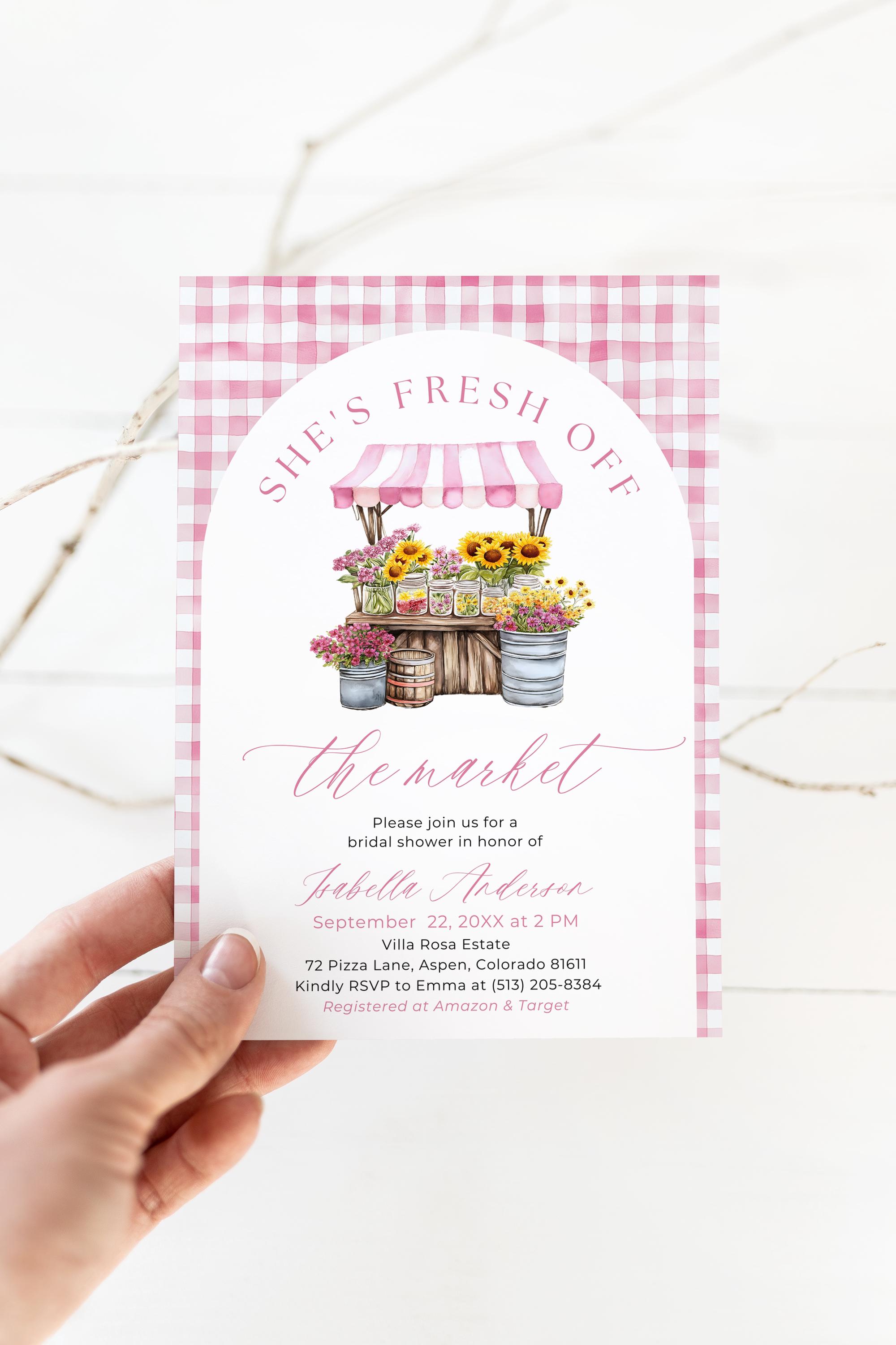 Fresh off the Market Bridal Shower Invitation Template, Editable Rustic ...