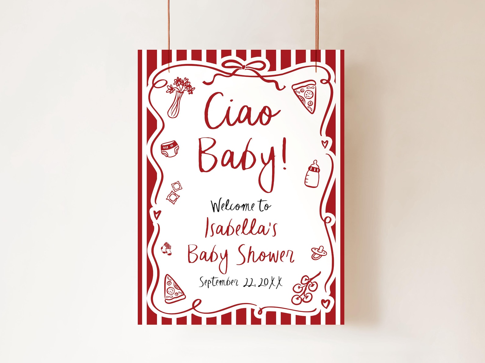 Italian Ciao Baby Baby Shower Welcome Sign, Gender Neutral Whimsical ...