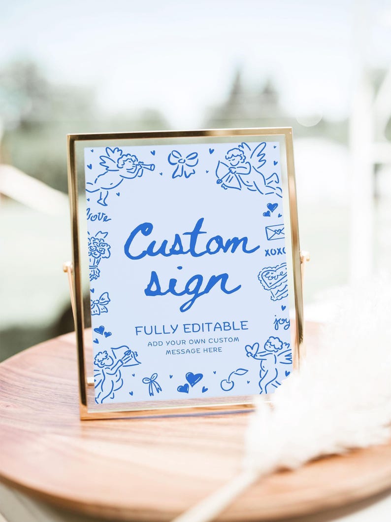 Editable Blue Hearts Hand Drawn Valentine's A Little Sweetheart Baby ...