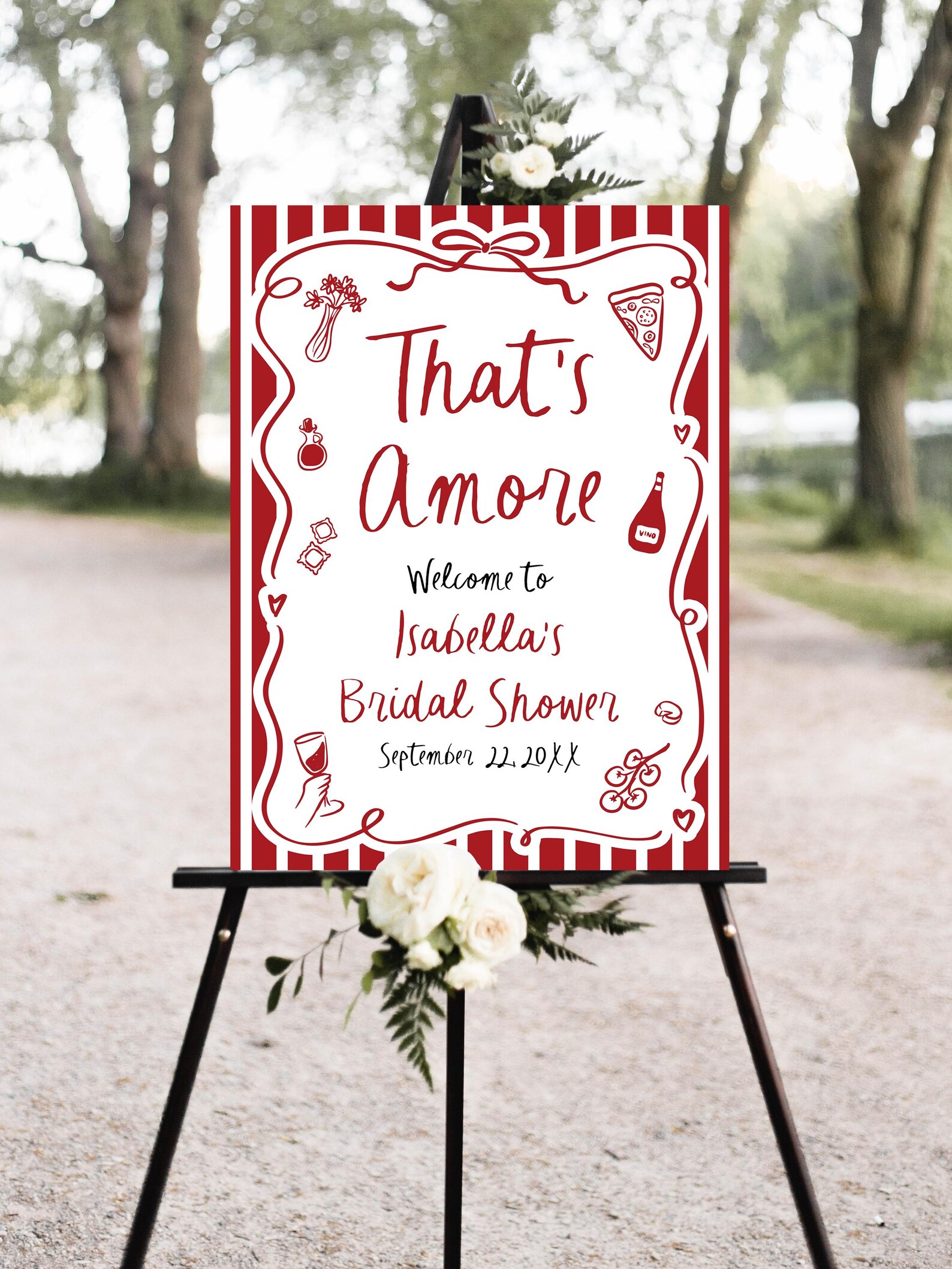 That's Amore Bridal Shower Welcome Sign, Editable Whimsical Hand Drawn ...