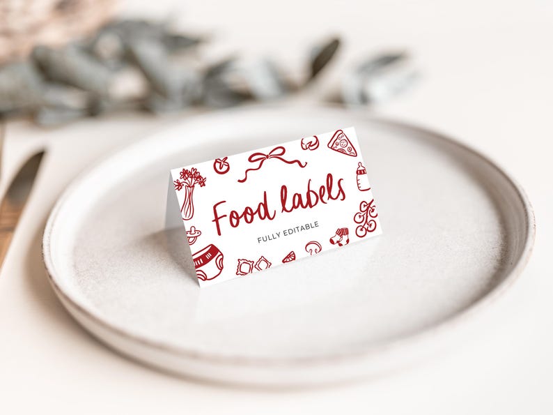 Editable Italian Food Labels Template, Whimsical Ciao Baby Red Hand ...