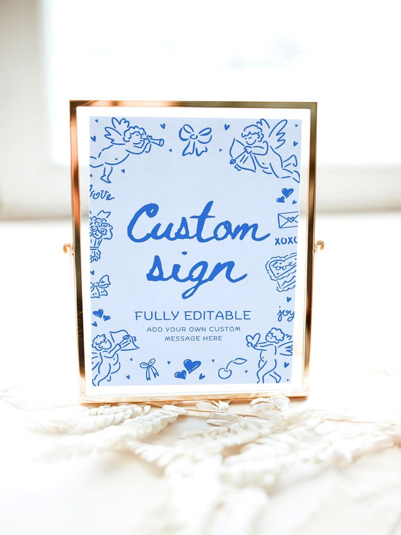 Editable Blue Hearts Hand Drawn Valentine's A Little Sweetheart Baby ...