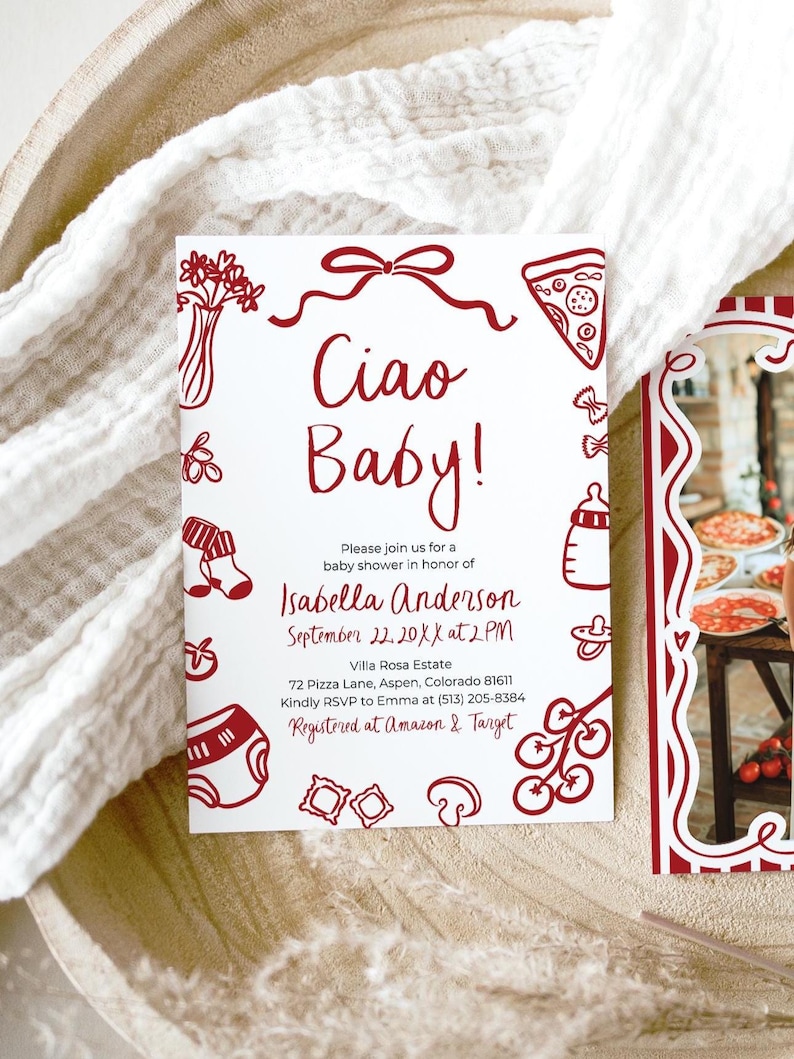 Italian Ciao Baby Baby Shower Invitation Template, Gender Neutral ...