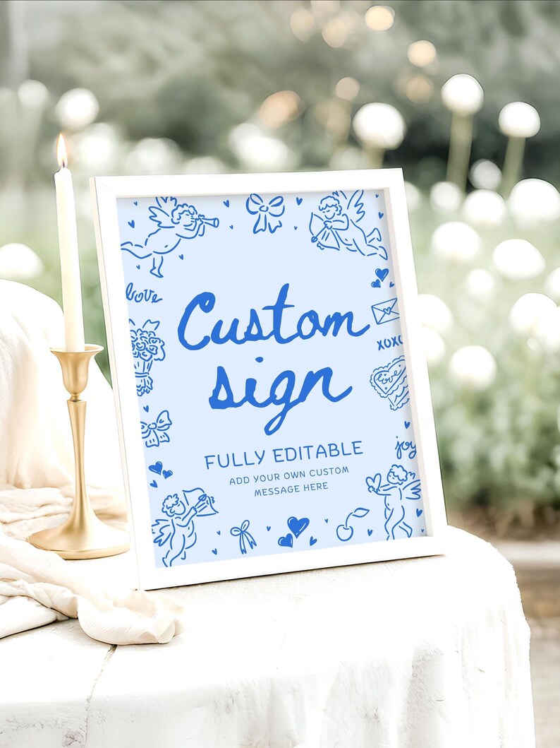 Editable Blue Hearts Hand Drawn Valentine's A Little Sweetheart Baby ...