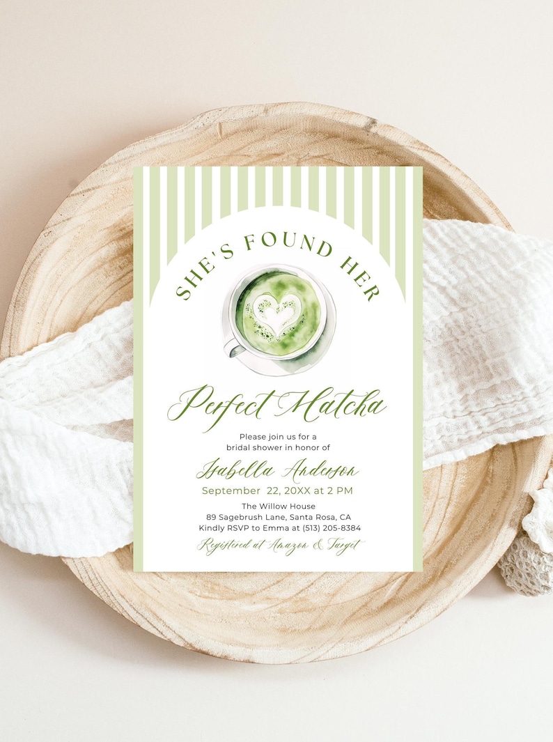 She's Found Her Perfect Matcha Bridal Shower Invitation Template ...