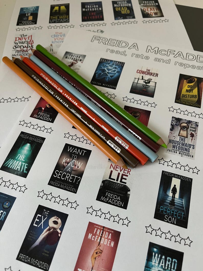 Freida Mcfadden Book Tracker: Printable Reading Journal & 5-star Log ...