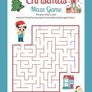 Christmas Maze Printable for Kids , Holiday Activity Sheet , Santa Maze ...