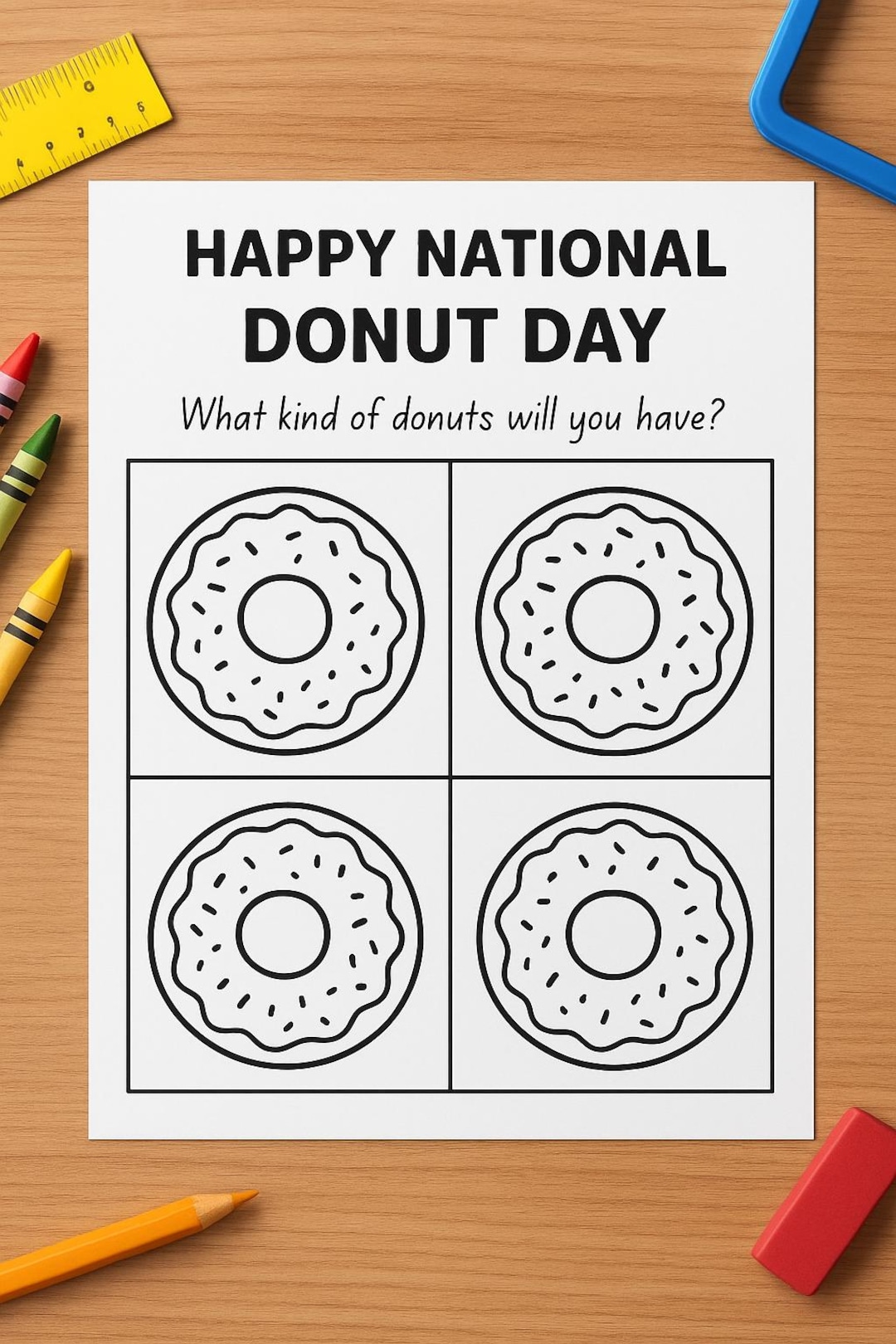 National Donut Day Coloring Page for Kids, Classroom Activity (PDF ...