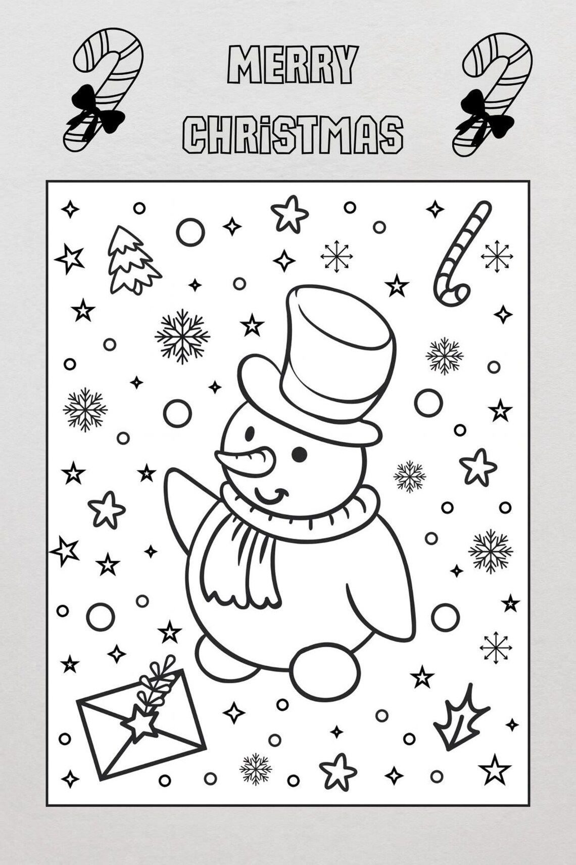 Merry Christmas Snowman Coloring Page, Printable Holiday Coloring Sheet ...