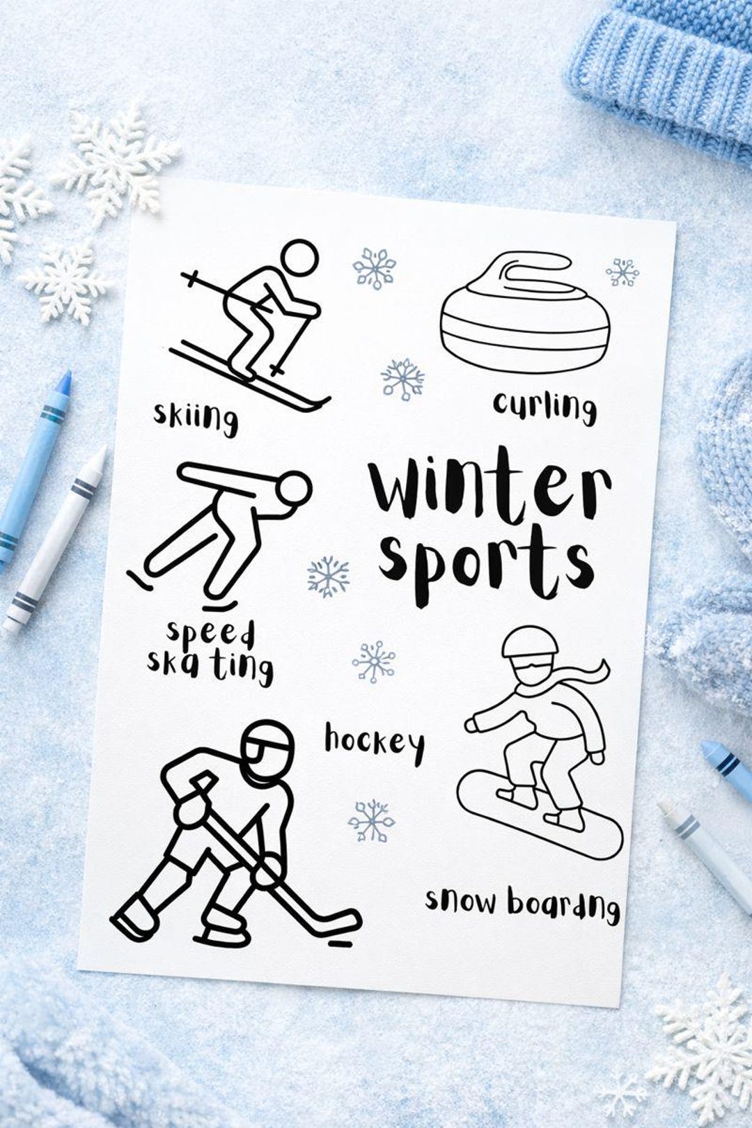 Winter Sports Coloring Page for Kids | Winter Olympics Coloring Sheet ...