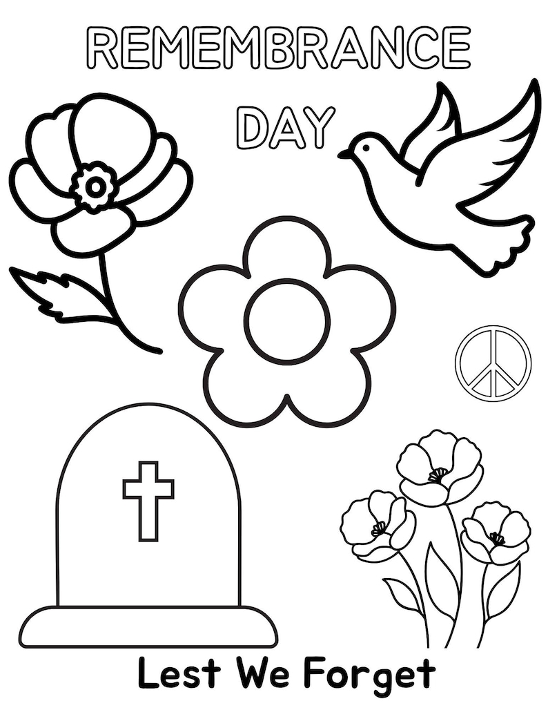 Remembrance Day Colouring Page for Kids, Printable Poppy Colouring ...