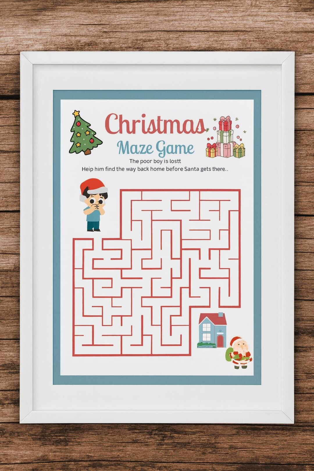 Christmas Maze Printable for Kids , Holiday Activity Sheet , Santa Maze ...