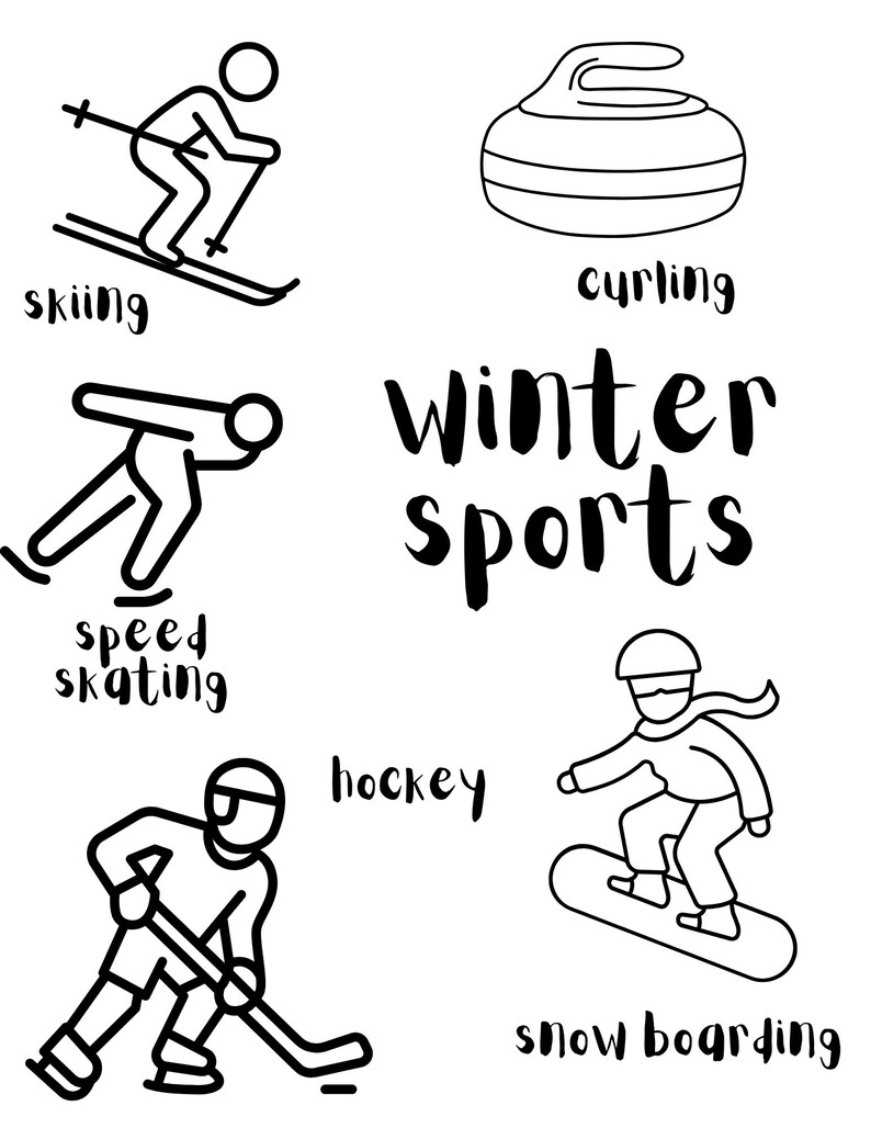 Winter Sports Coloring Page for Kids | Winter Olympics Coloring Sheet ...