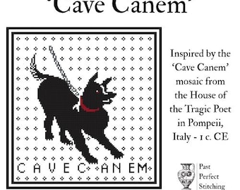 Cave Canem Cross Stitch Pattern PDF – Roman Mosaic Dog Embroidery ...