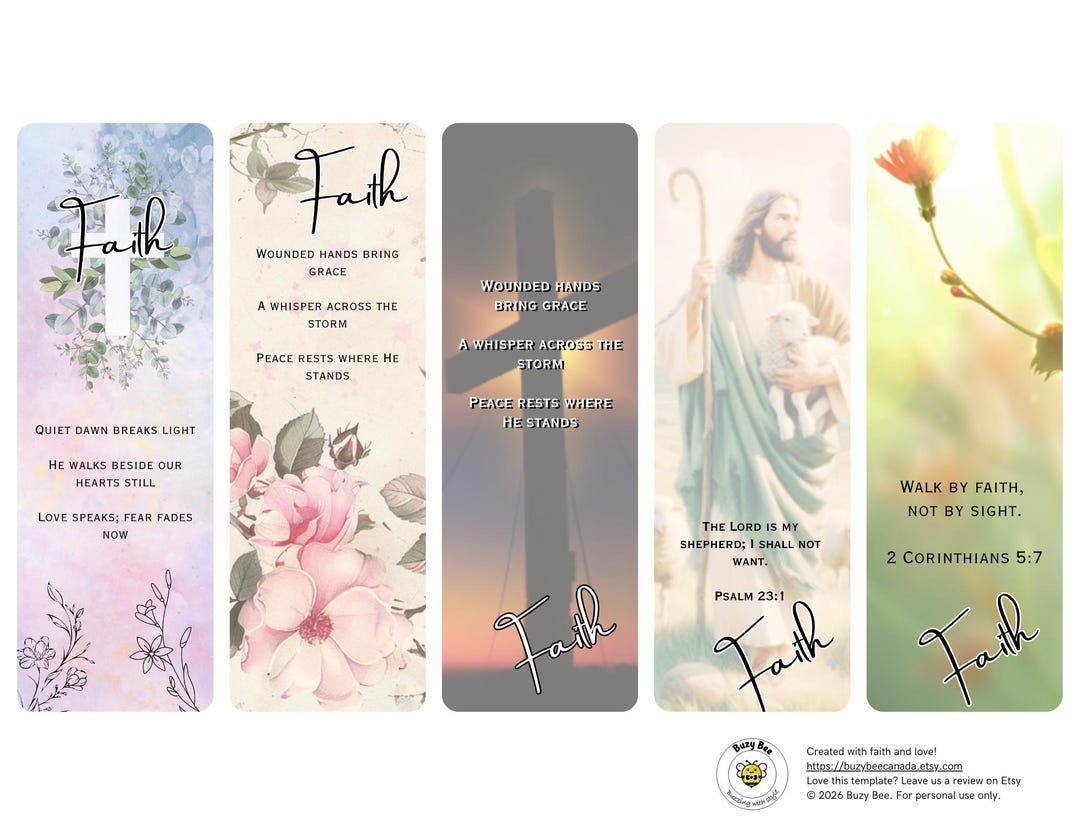 Christian Bookmarks Printable | 5 Bible Verse/haiku Bookmarks | Jesus ...