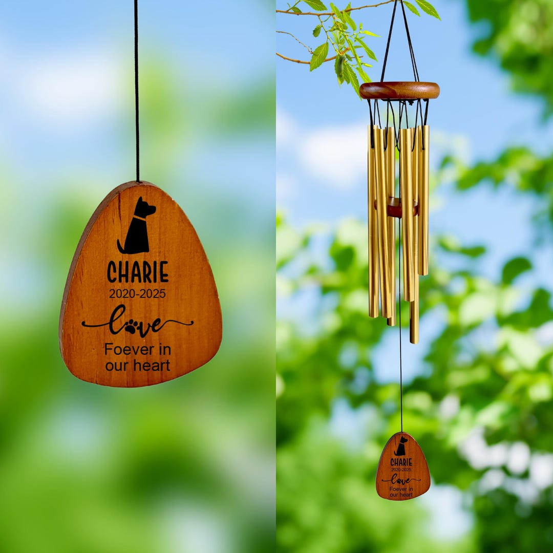 Pet Memorial Wind Chimes,personalized Engrave Pet Memorial Outdoor Wind ...