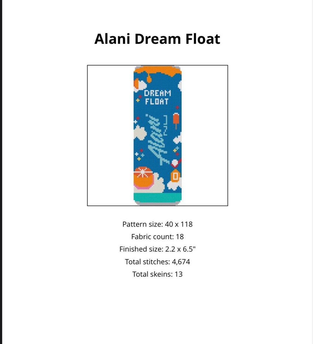Alani Nu Dream Float Needlepoint/cross Stitch Chart - Etsy
