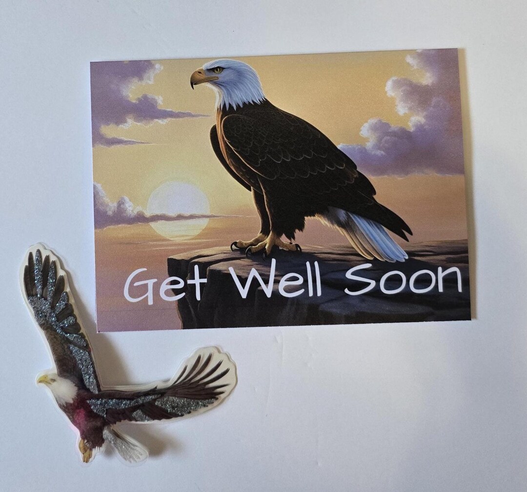 Eagle Perched on Rock Get Well Soon Card – Majestic Eagle Design – Bird ...