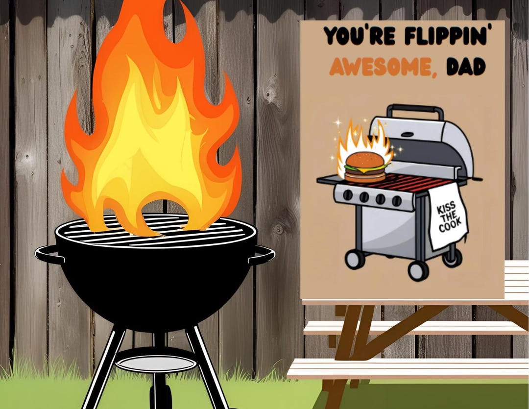 Funny Father’s Day Card Handmade BBQ Grill Punny Greeting Card for Dad ...