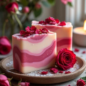 Set of Four Red Roses Soap Bars - Etsy