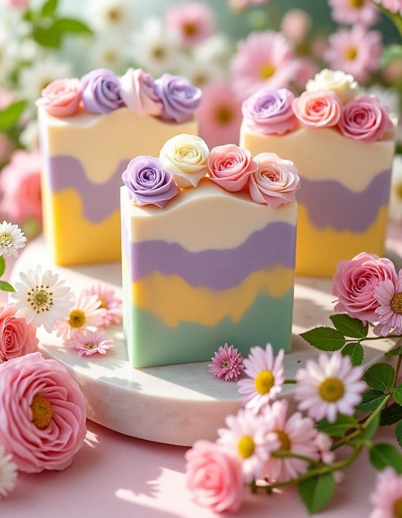 Set of Four Wild Flowers Spring Soap Bars, Handmade Natural Bar, 5 Oz ...