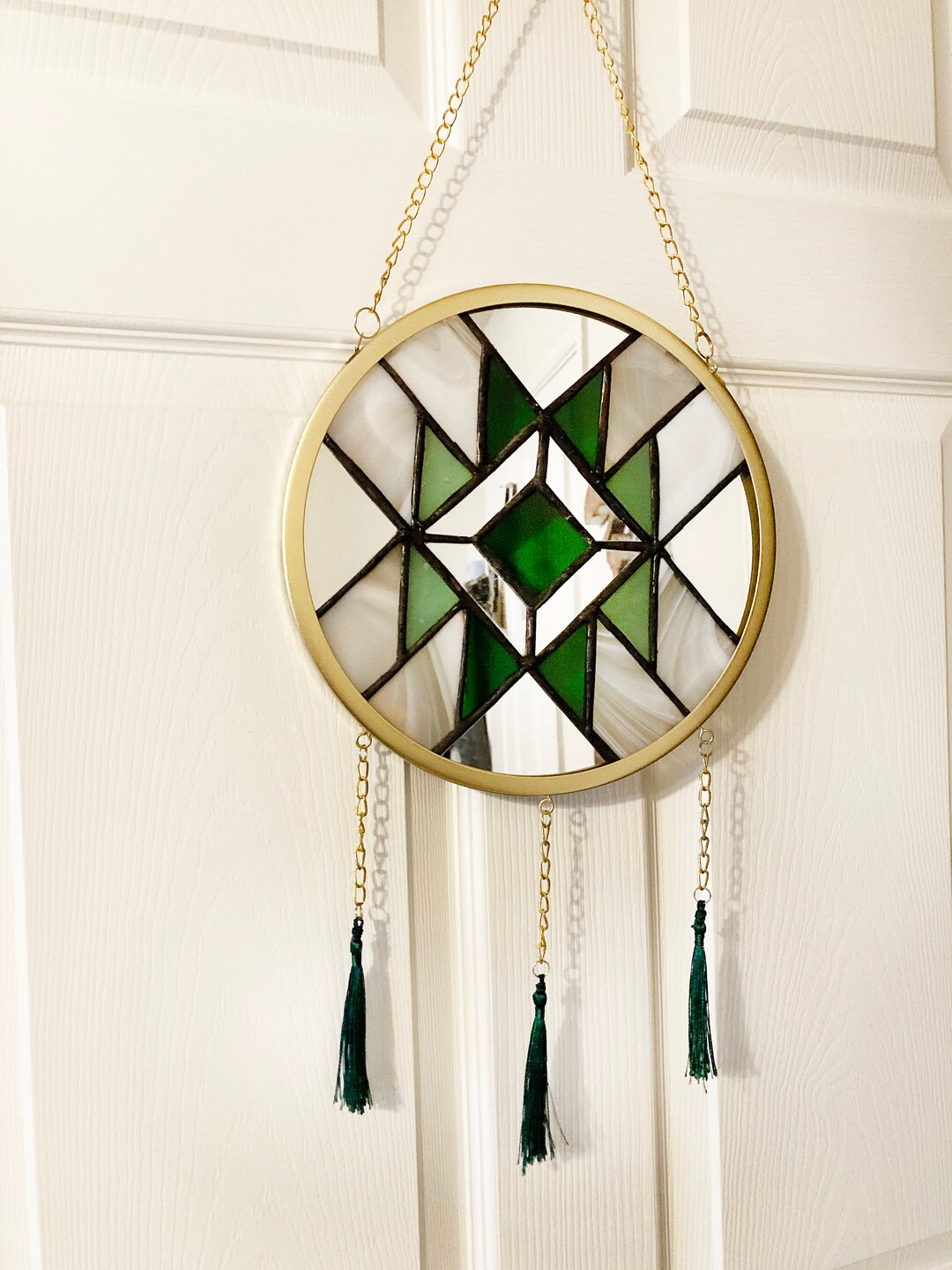 Southwestern Boho Stained Glass Round Mirror - Etsy